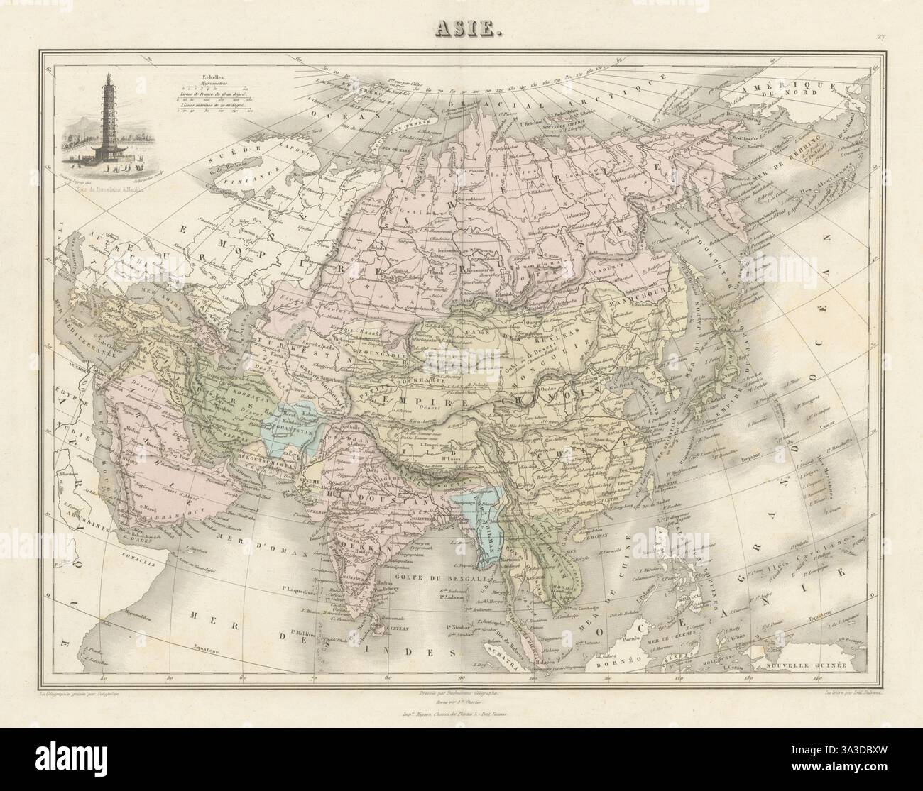 Asie by Migeon. Asia 1861 old antique vintage map plan chart Stock ...
