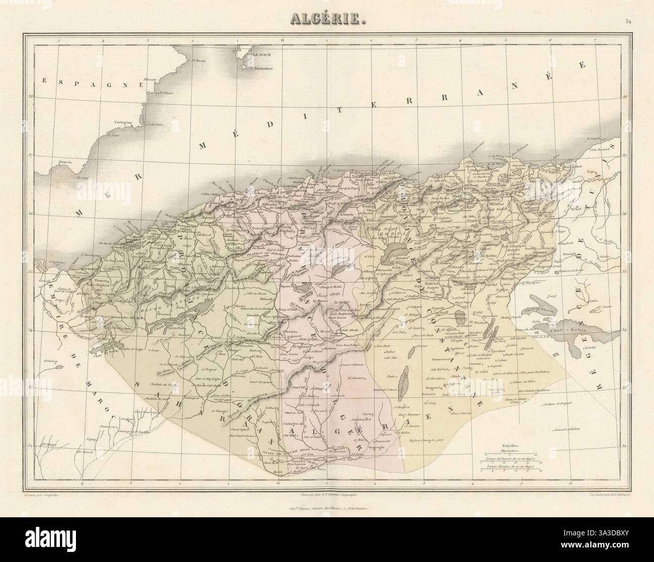 Algerie by Migeon. Algeria 1861 old antique vintage map plan chart ...
