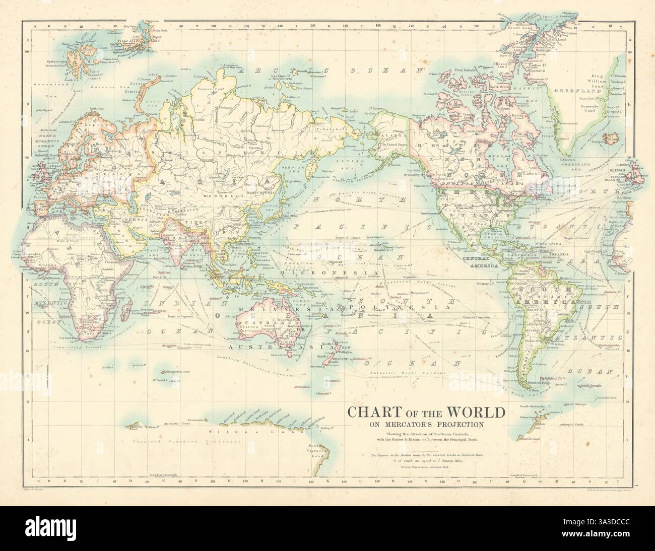 Chart of the World on Mercator's Projection by W. & A.K. Johnston 1887 ...