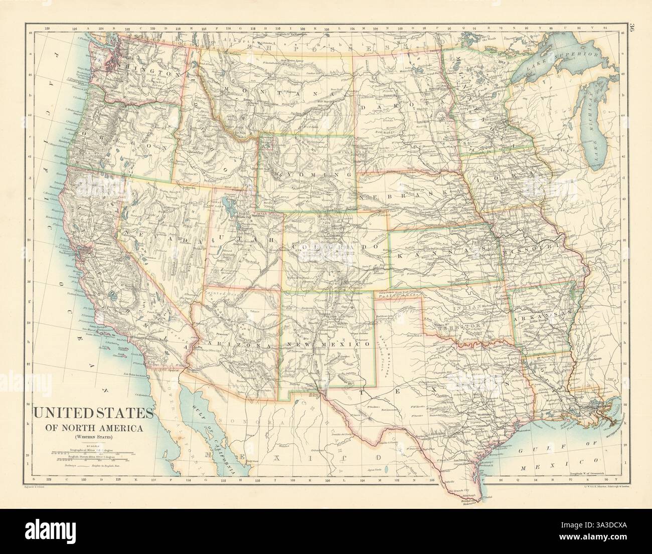 United States of North America (Western States) by W. & A.K. Johnston ...