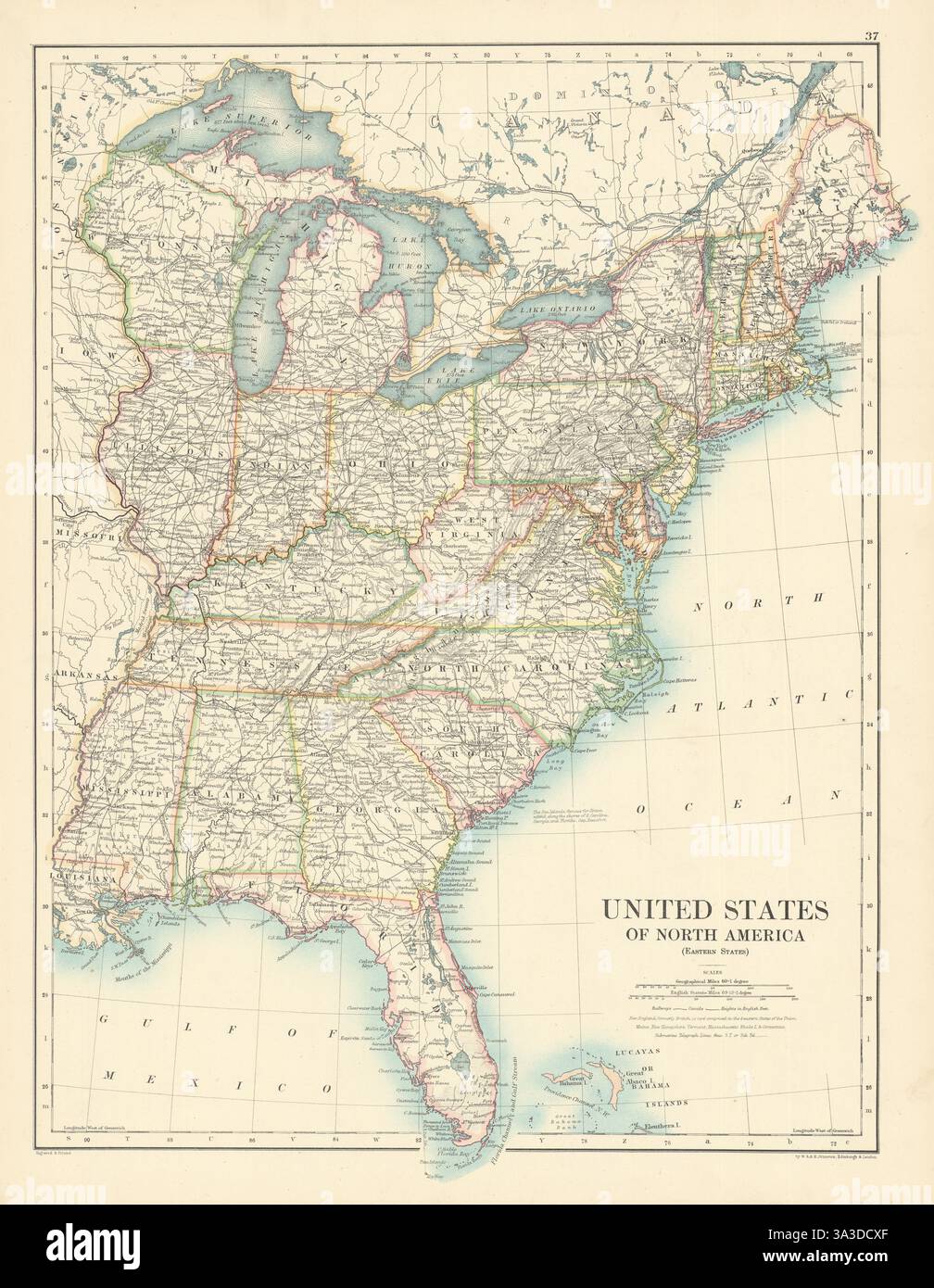United States of North America (Eastern States) by W. & A.K. Johnston ...