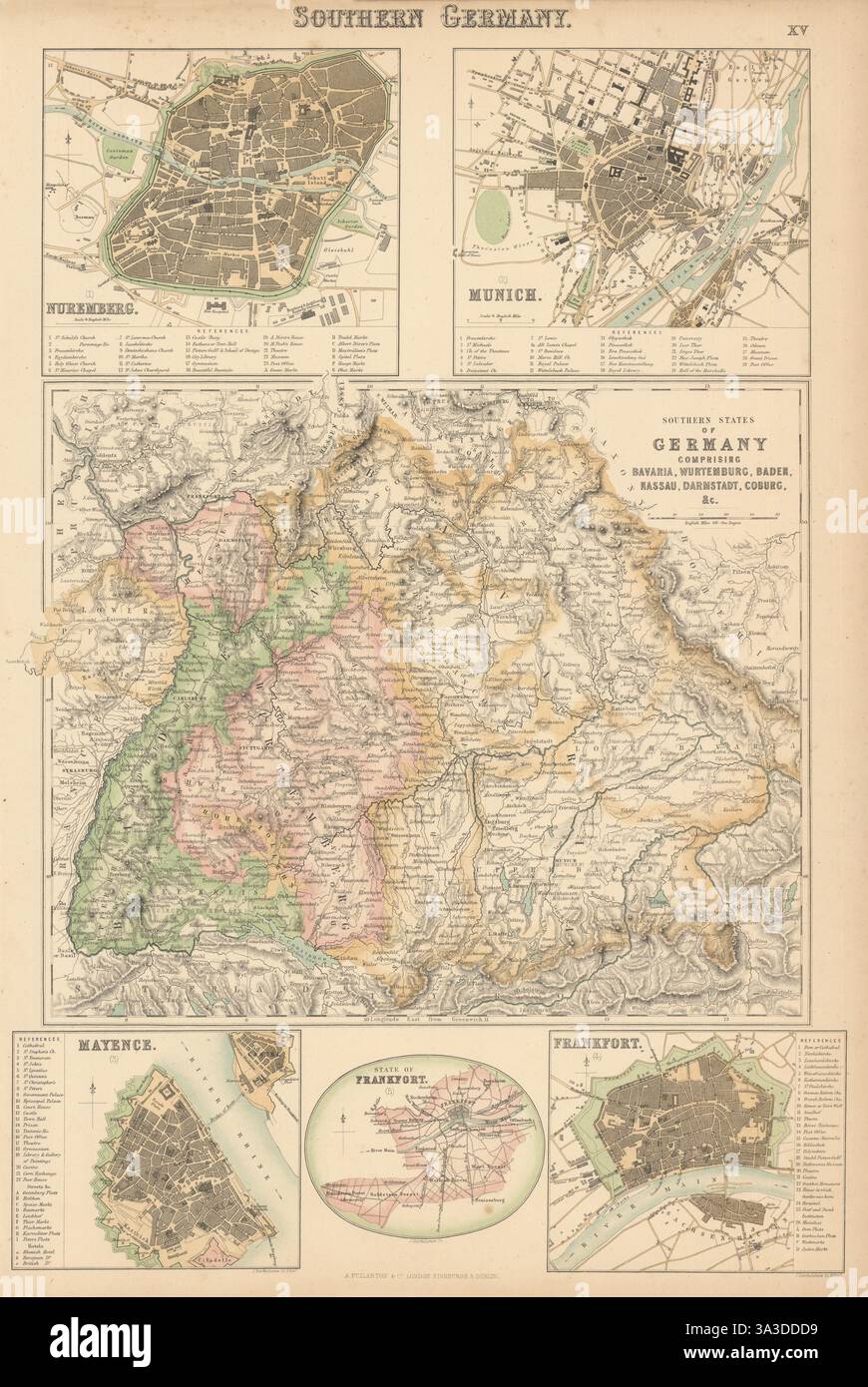 Southern Germany. Bavaria &c. Nuremberg Munich Mainz Frankfurt c1863 ...