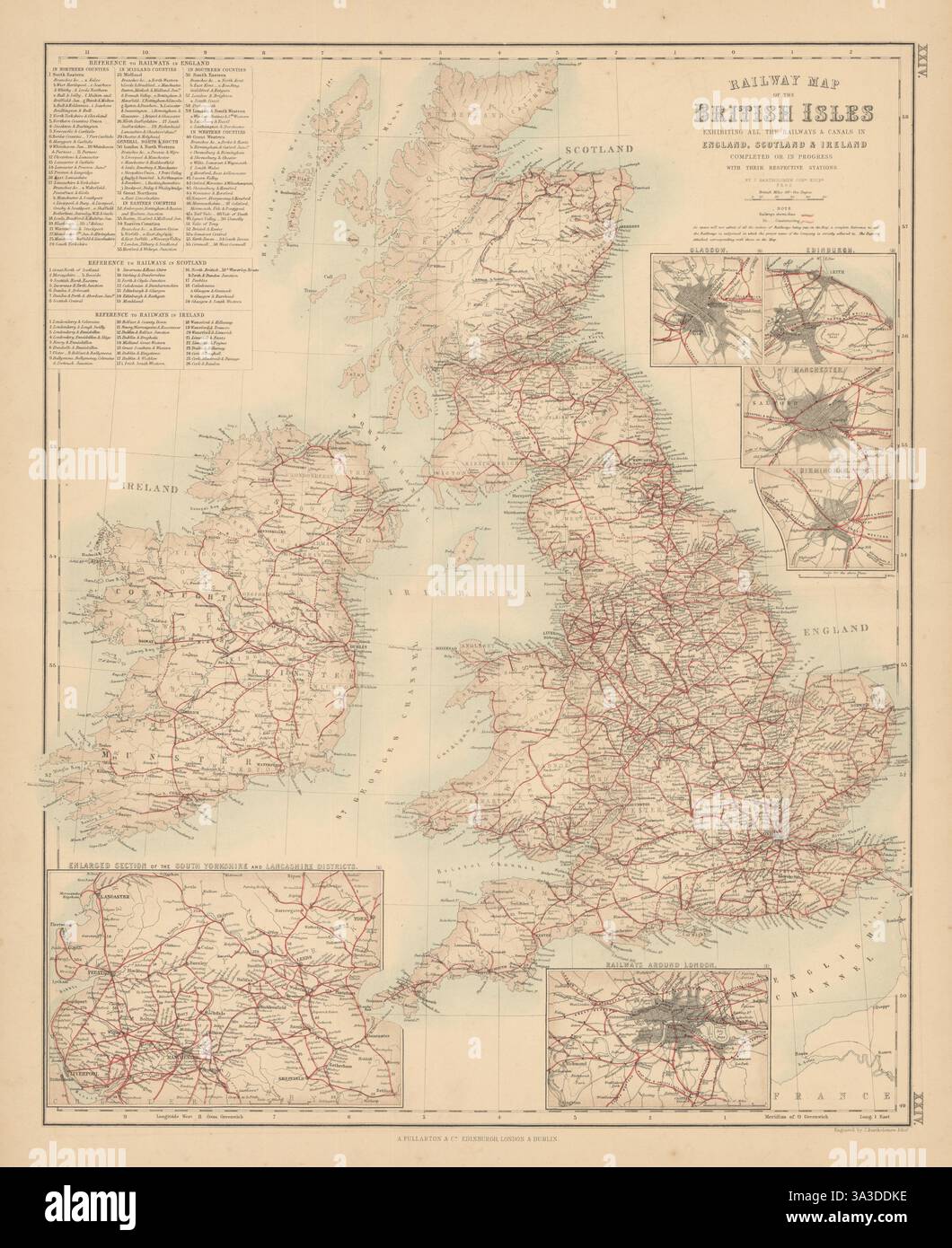 British Isles Railway Map. Channel Tunnel & two Forth crossings u/c ...