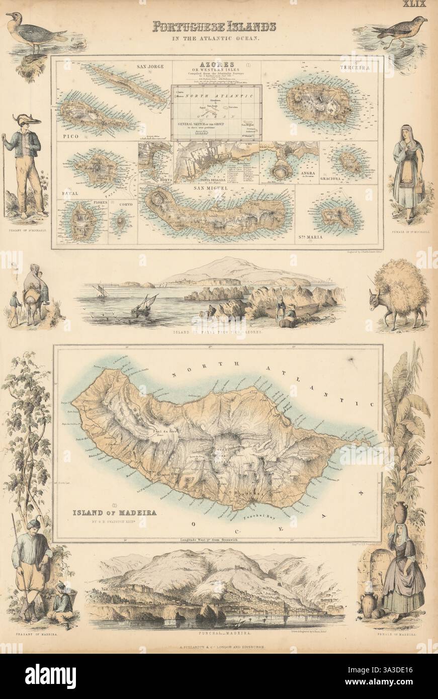 Portuguese Atlantic Islands. Azores & Madeira. FULLARTON c1863 old ...