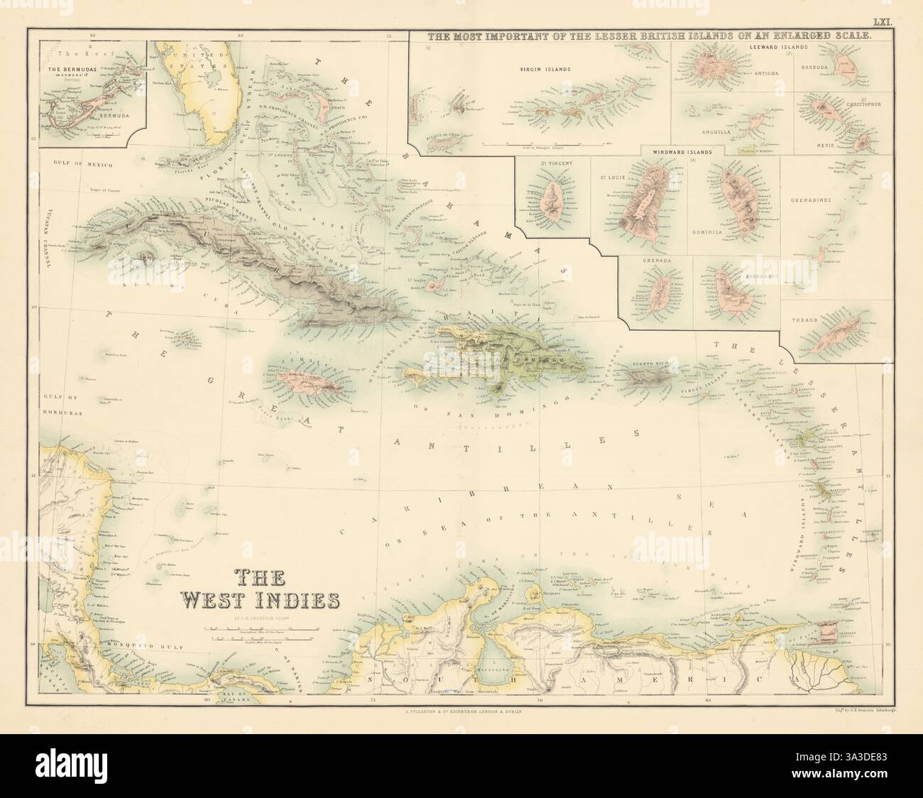 Leeward islands map hi-res stock photography and images - Alamy