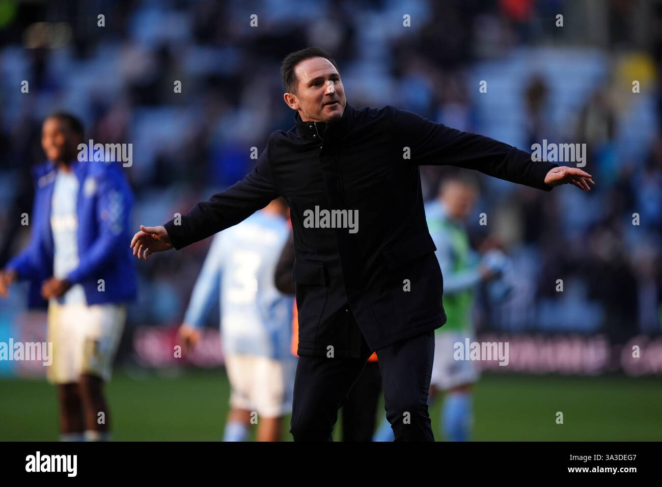 Coventry City head coach Frank Lampard celebrates at full time during ...