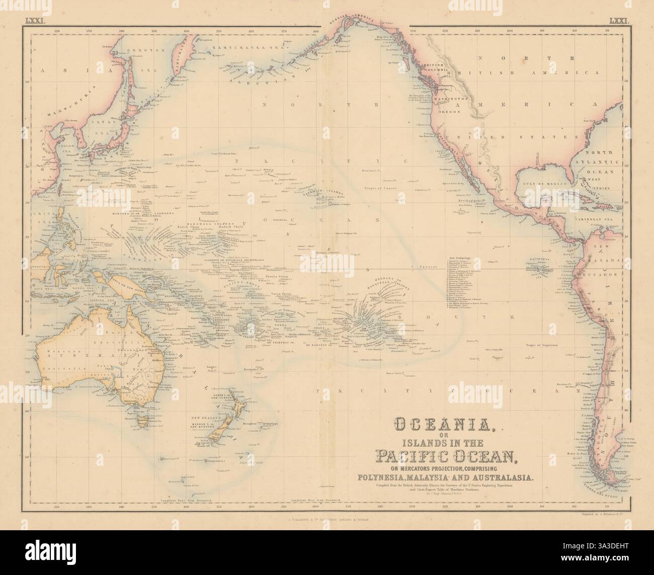 Oceania or Islands in the Pacific Ocean. Polynesia Melanesia FULLARTON ...