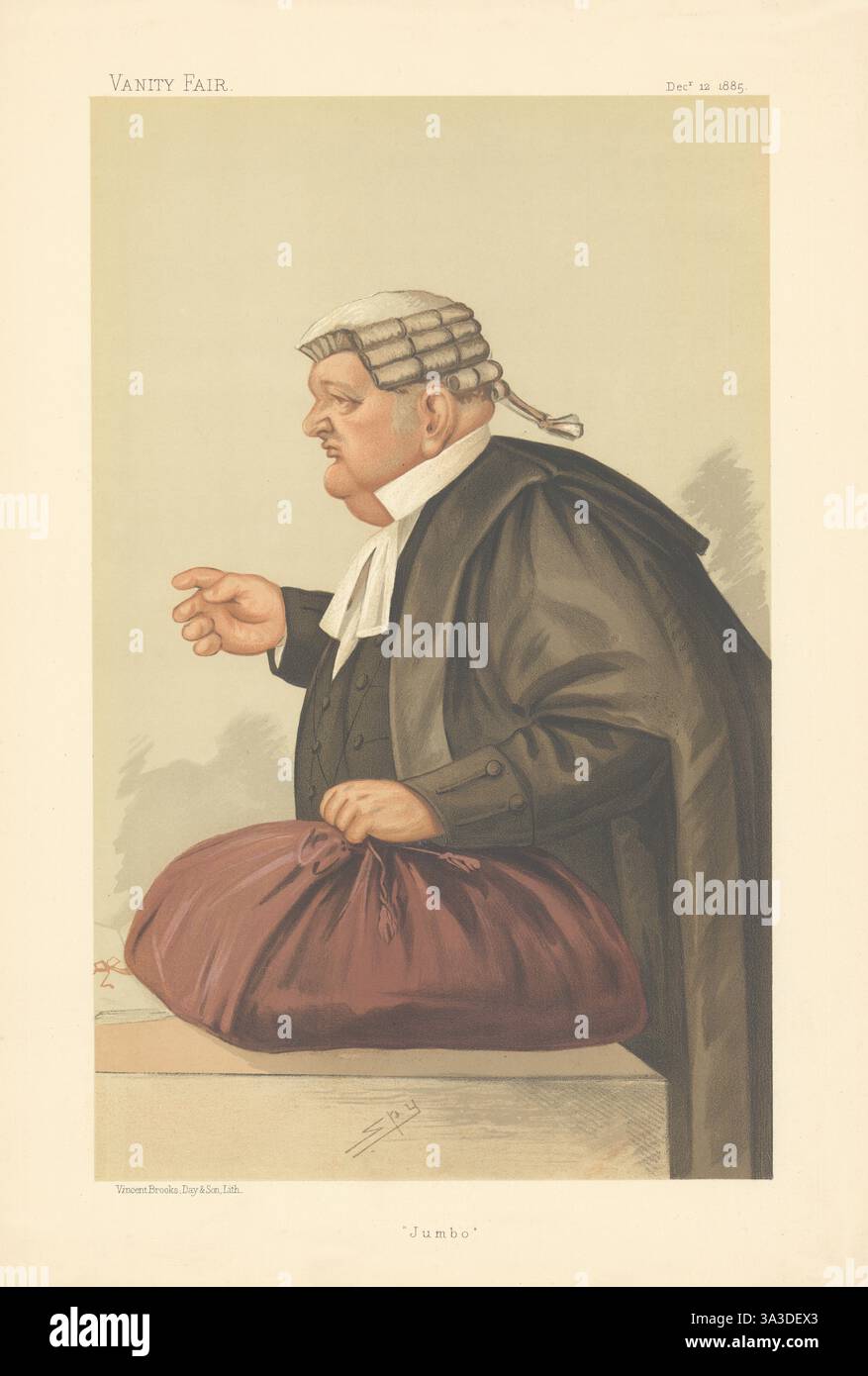 VANITY FAIR SPY CARTOON Samuel Pope QC 'Jumbo' Lawyer 1885 old antique ...