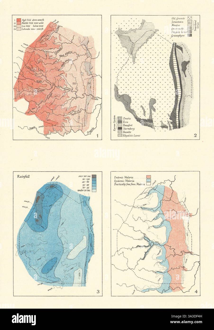 The Economic Geography of Swaziland. Eswatini. RGS/Doveton 1936 old map ...
