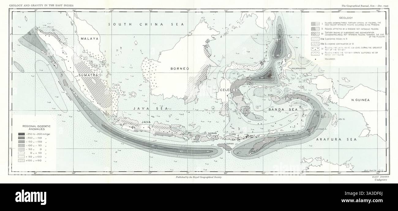 Geology & Gravitational anomalies in the East Indies. Indonesia. RGS ...