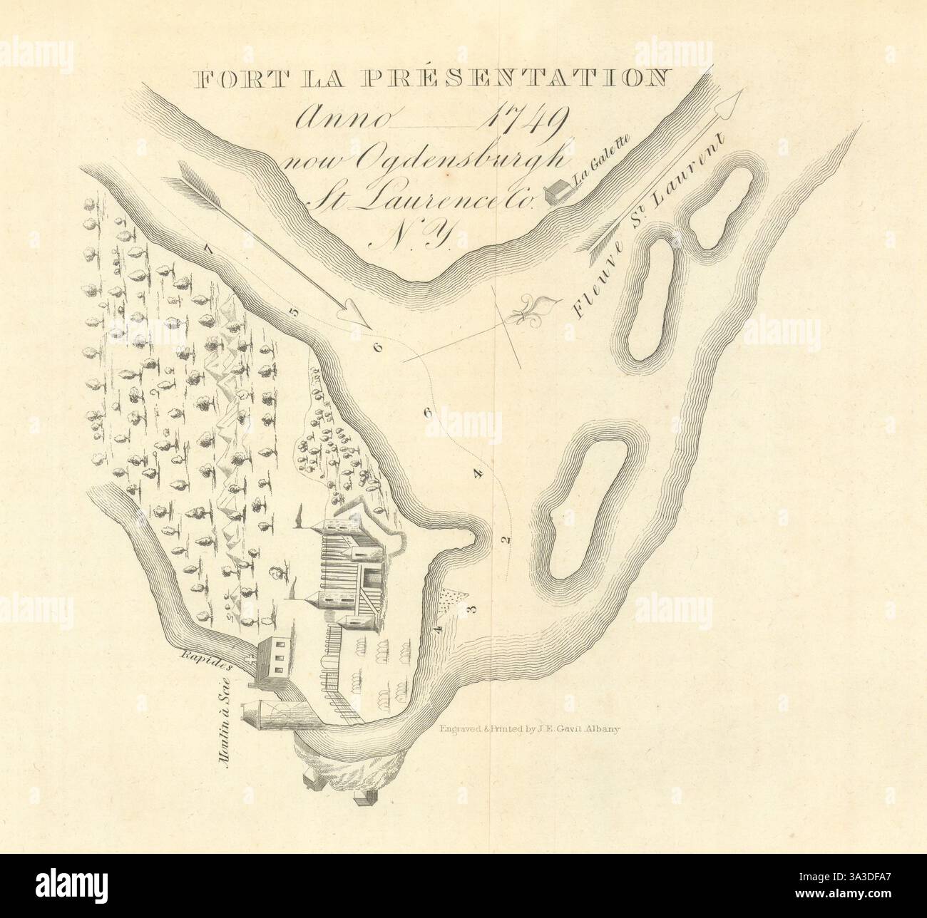 Fort la Présentation anno 1749 now Ogdensburg, New York 1849 old ...