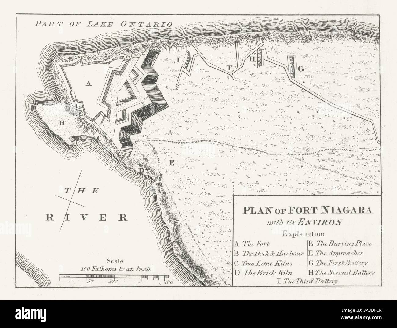 Plan of Fort Niagara with its Environ. New York State 1849 old antique ...