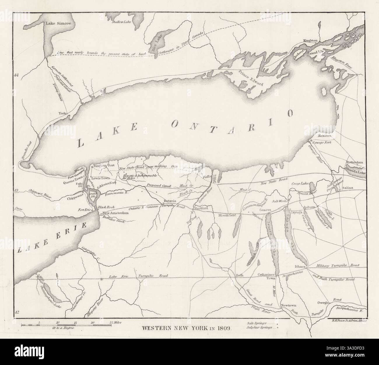 Western New York in 1809 by Richard Pease. Upstate Niagara Lake Ontario ...