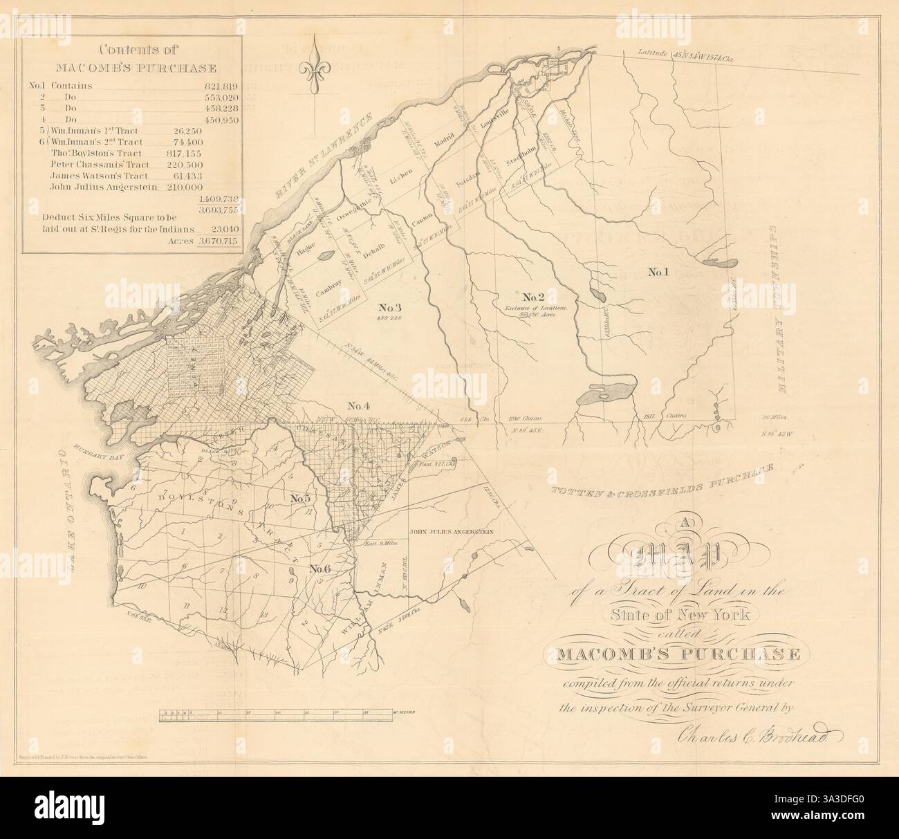 A map of… Macomb's Purchase, northern New York State 1850 old antique ...