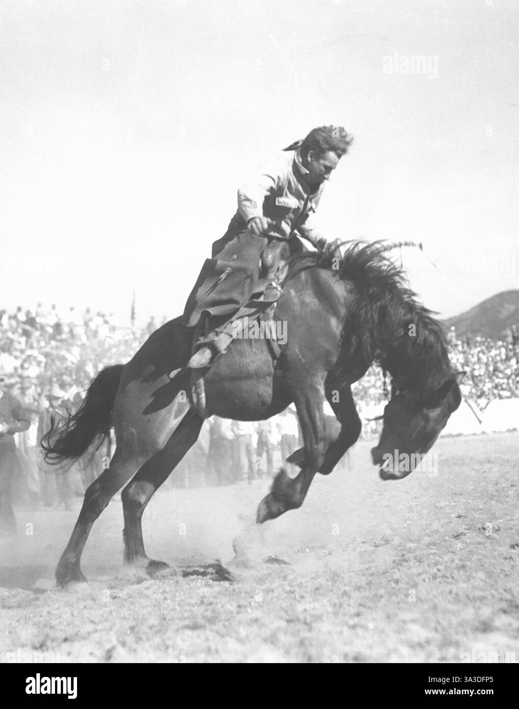 Cowboy man on horse Black and White Stock Photos & Images - Alamy
