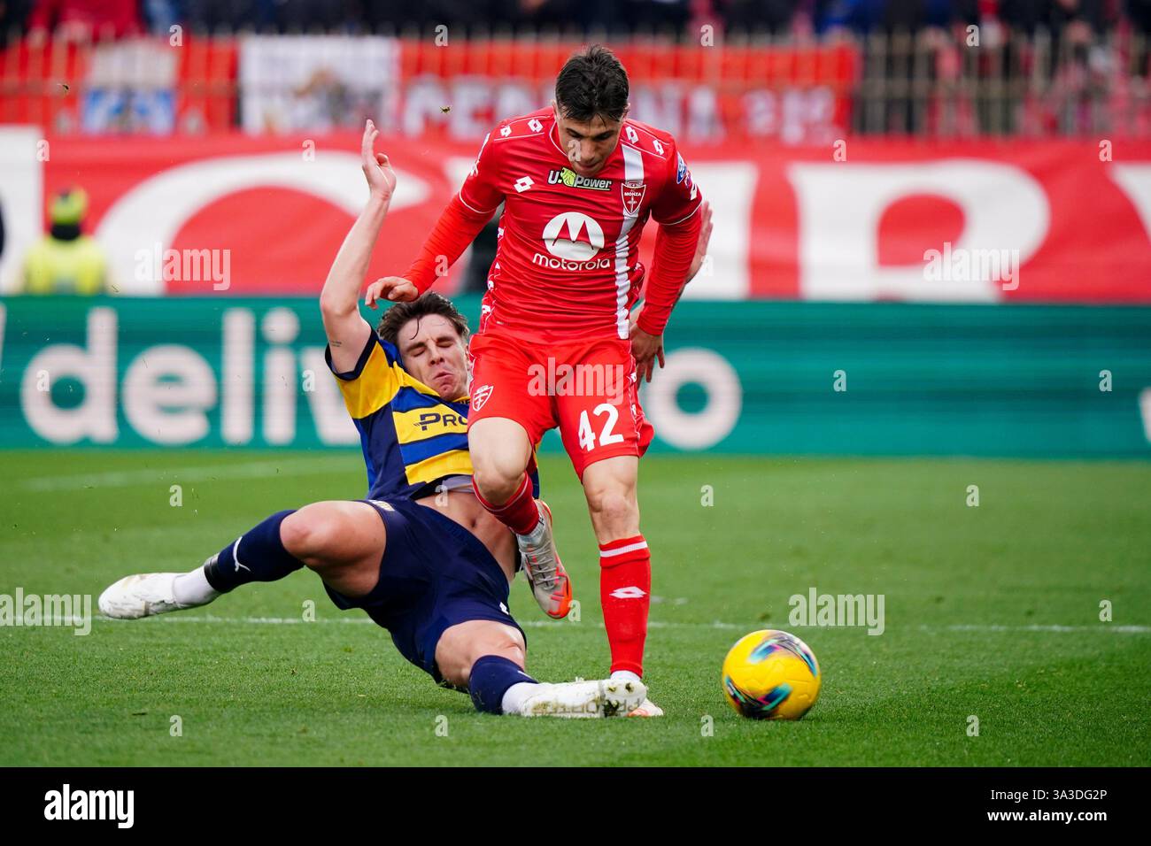 Alessandro Bianco (AC Monza) and Adrian Bernabe' (Parma Calcio) during ...