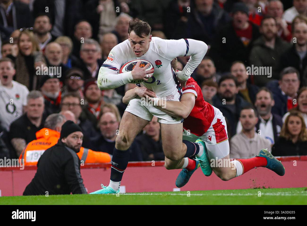 Tom Roebuck of England during the 2025 Guinness 6 Nations match Wales ...