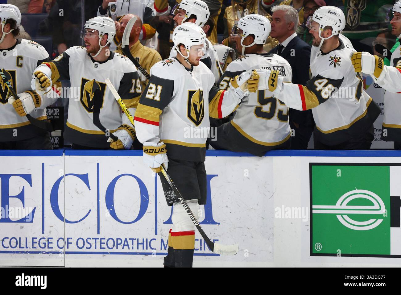 Vegas Golden Knights center Brett Howden (21) celebrates his goal ...