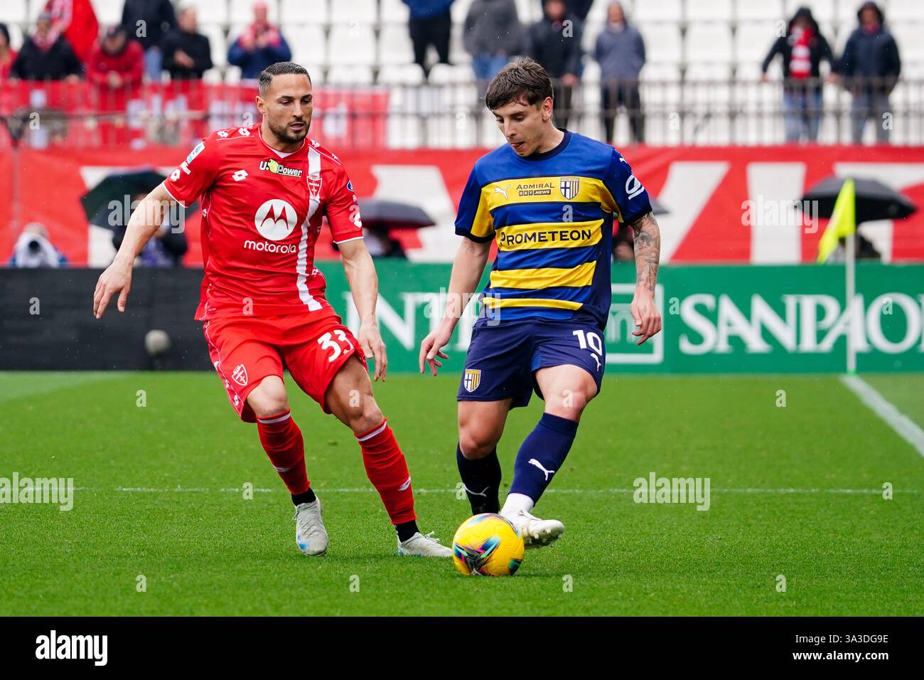 Monza, Italy. 16th March, 2025. Adrian Bernabe' (Parma Calcio) and ...