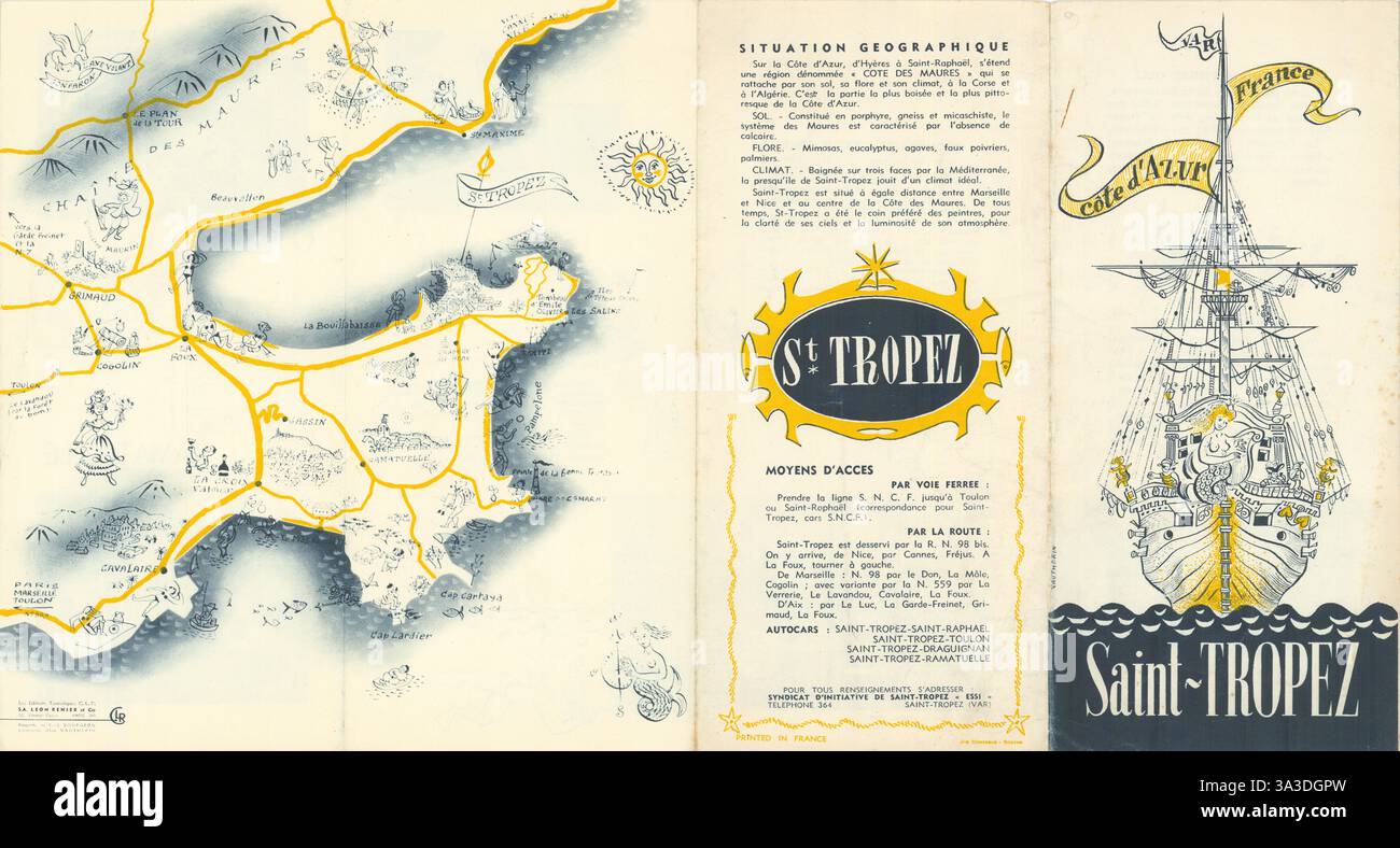 Saint-Tropez - Var - Côte d'Azur - folding tourist brochure c1950 map ...