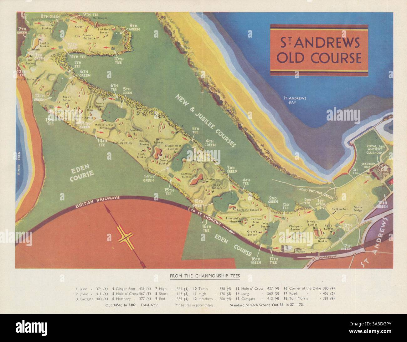 St Andrews Old Course golf plan by The Dundee Evening Telegraph 1960 ...