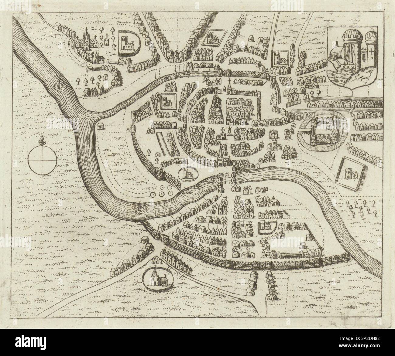 Plan of the city of Bristol in 1676 after John Speed 1789 old antique ...