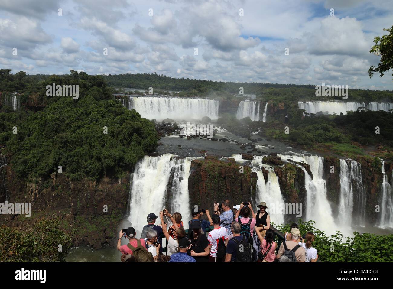 Iguazu Falls, Argentina and Brazil, South America - tourists viewing ...