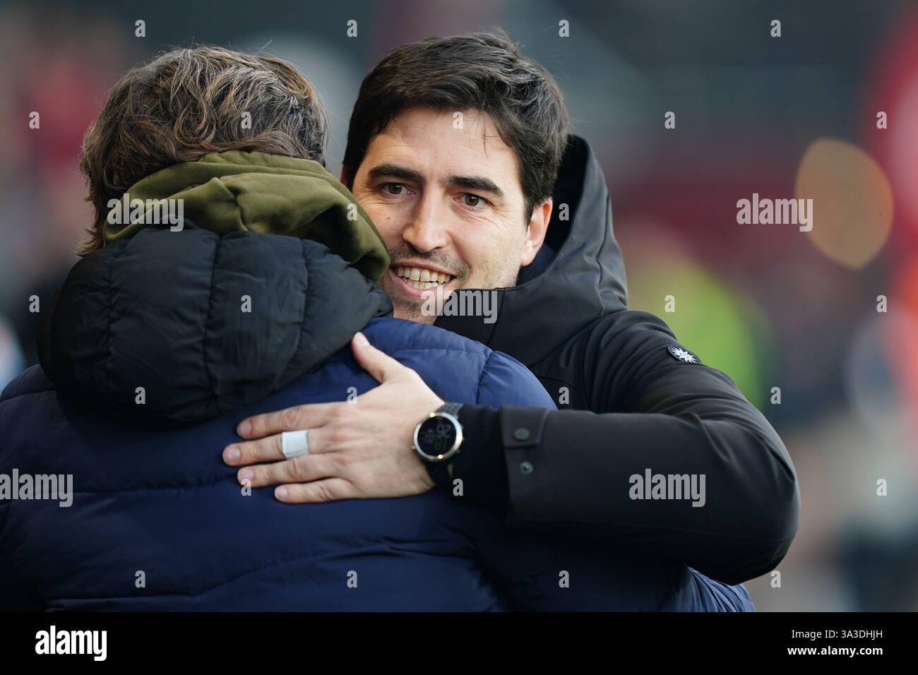 Brentford manager Thomas Frank (left) and Bournemouth manager Andoni ...