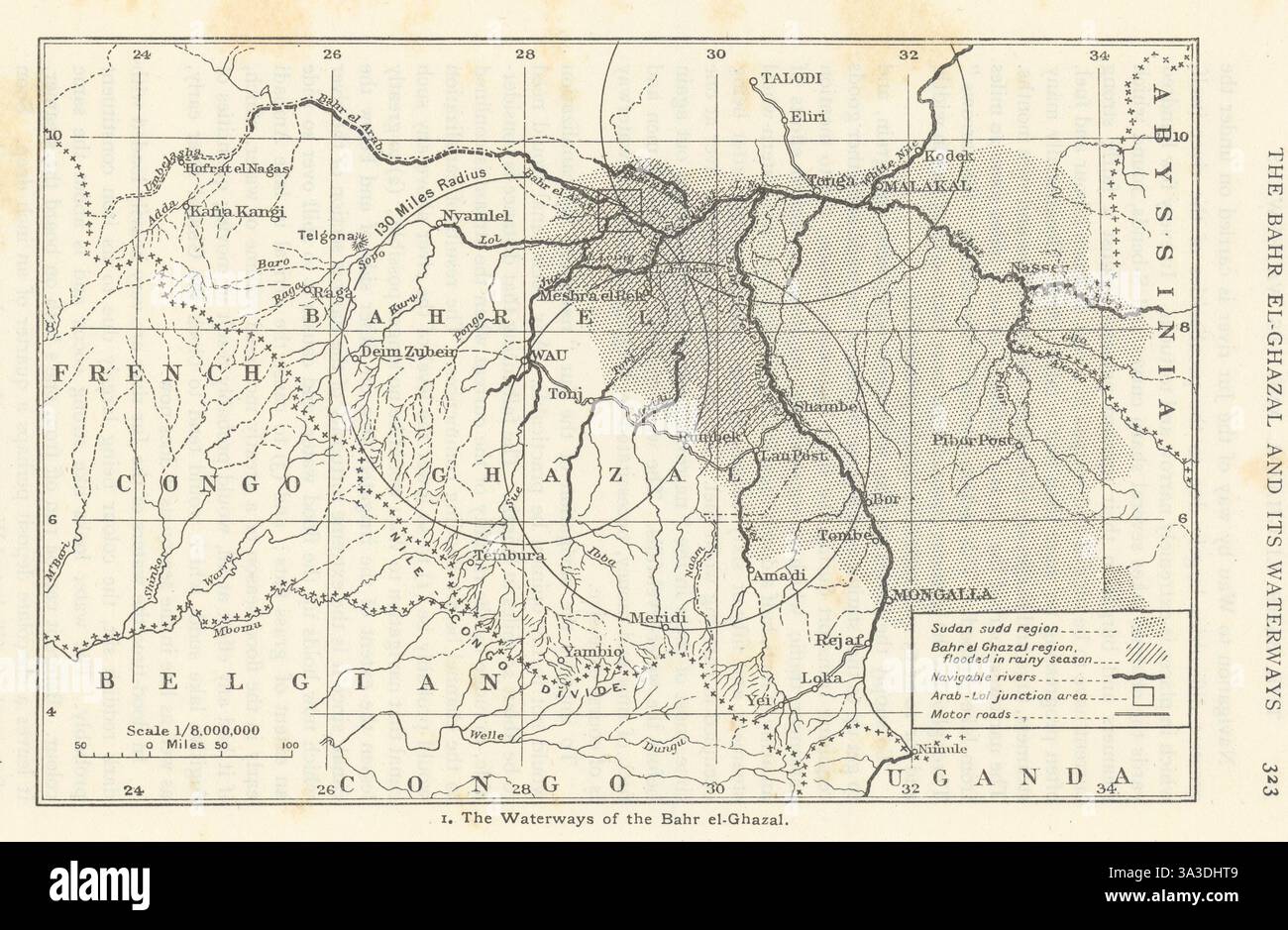 The waterways of the Bahr el-Ghazal. Central Africa / South Sudan. RGS ...