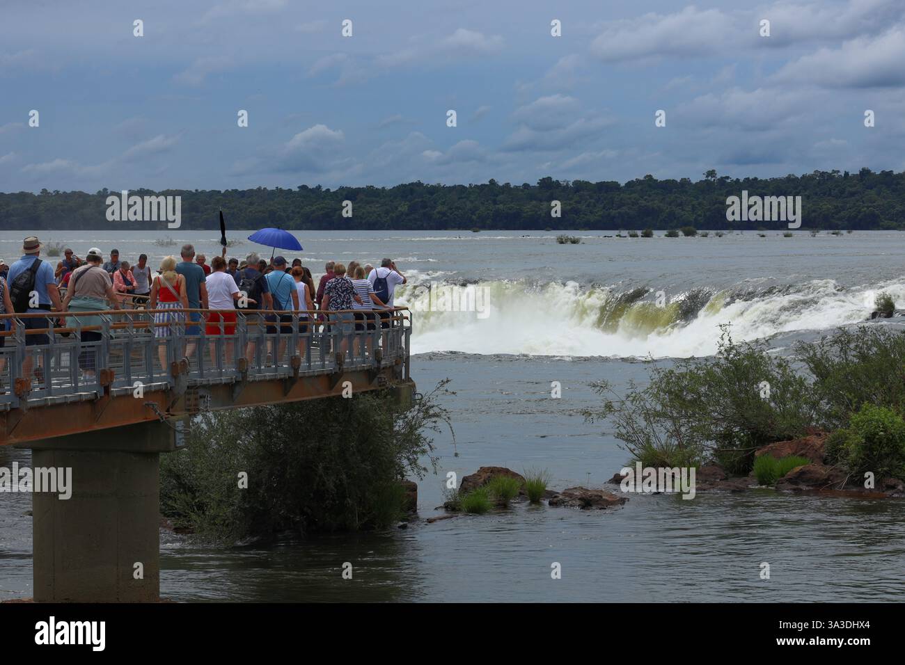 Iguazu Falls, Argentina, South America - tourists on walkway viewing ...