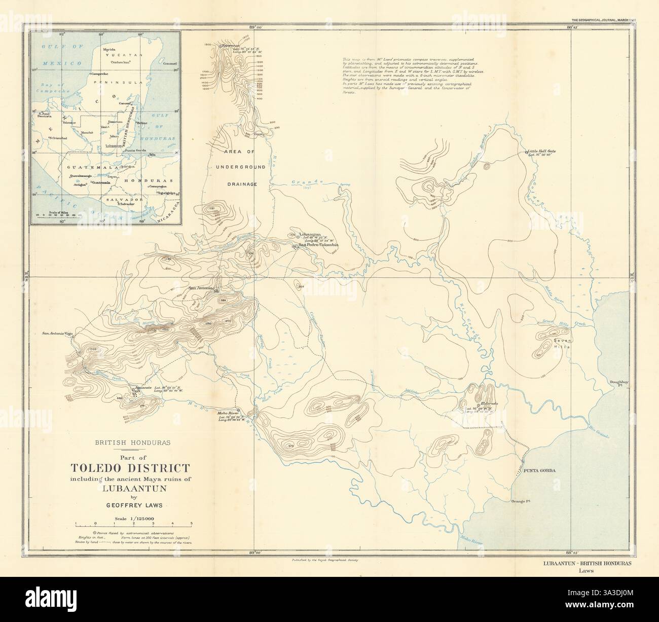 Belize/British Honduras Toledo District Lubaantun Mayan ruins. RGS/Laws ...