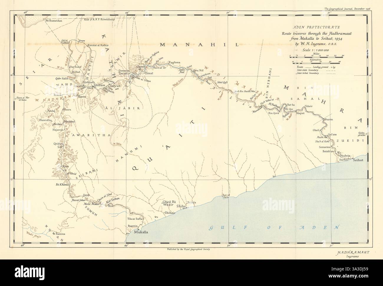 Aden Protectorate. Hadhramaut route from Mukalla to Seiyun. RGS/Ingrams ...