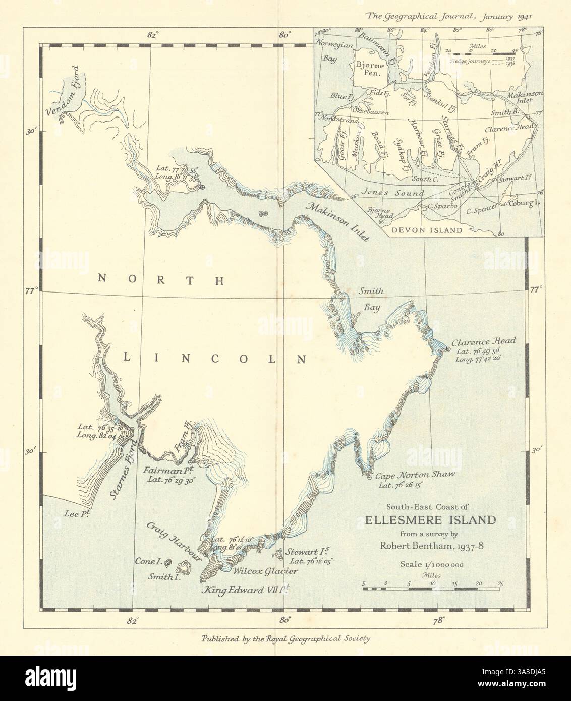Ellesmere Island SE coast 1937-8. Canadian Arctic. RGS/Robert Bentham ...