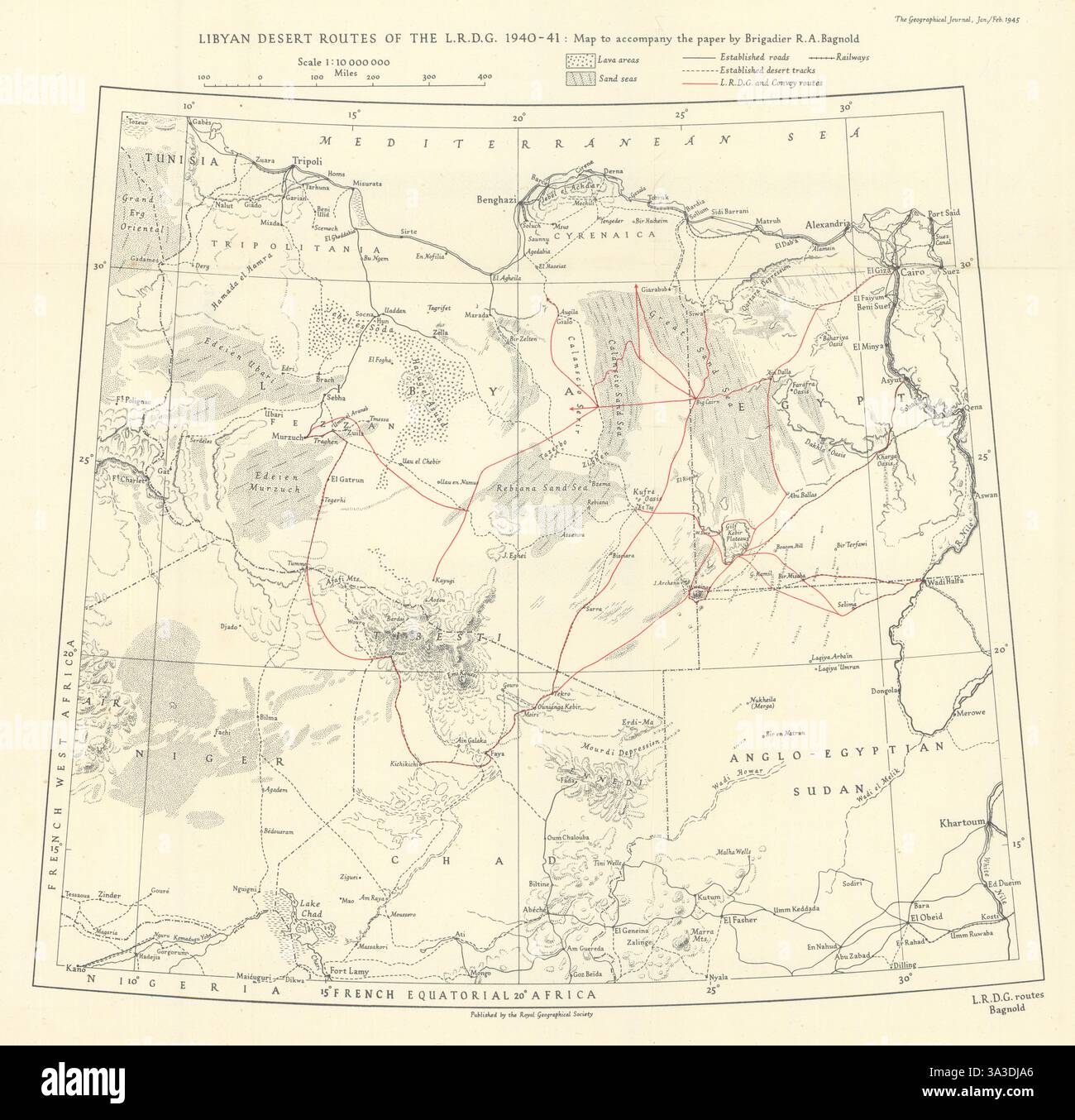 Long Range Desert Group. Libya Egypt Routes 1940-41 WW2 RGS/Bagnold ...