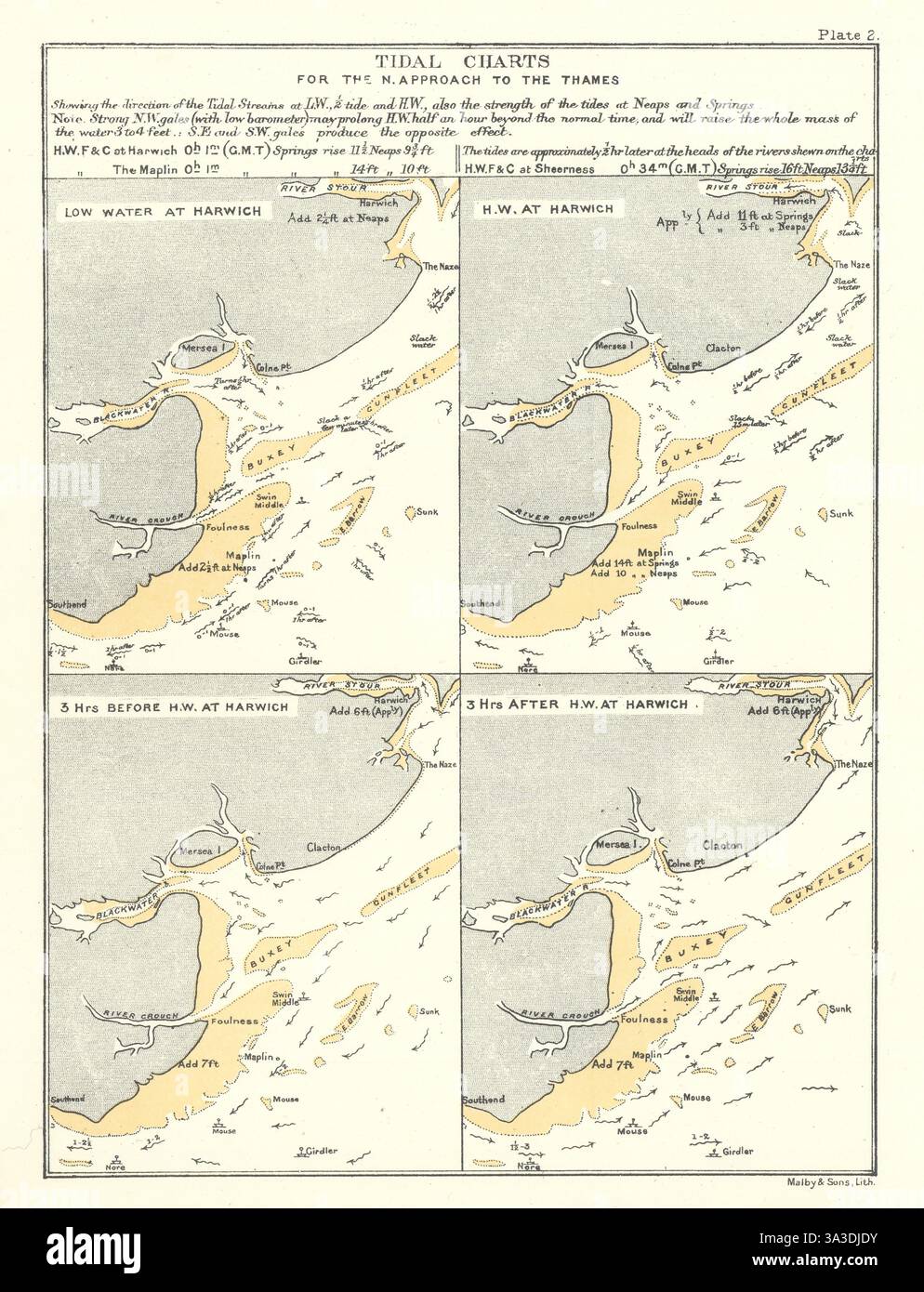 Tidal Charts for the North Approach to the Thames. Harwich Blackwater ...