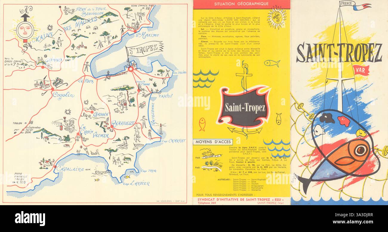 Saint-Tropez - Var - Côte d'Azur - folding tourist brochure c1955 map ...