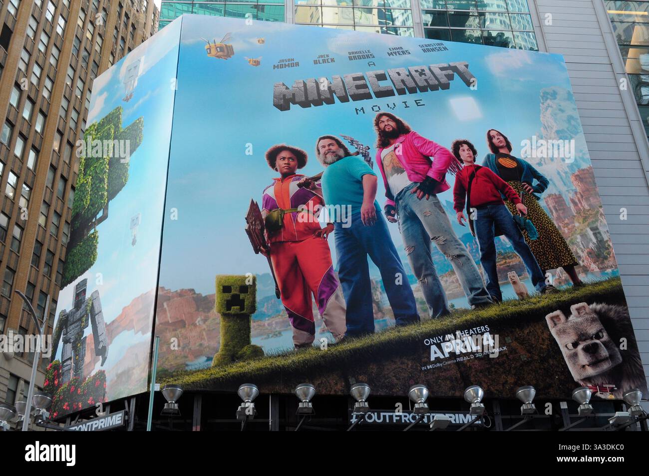 A billboard for the upcoming "A Minecraft Movie" is seen in Times Square, Manhattan, New York ...