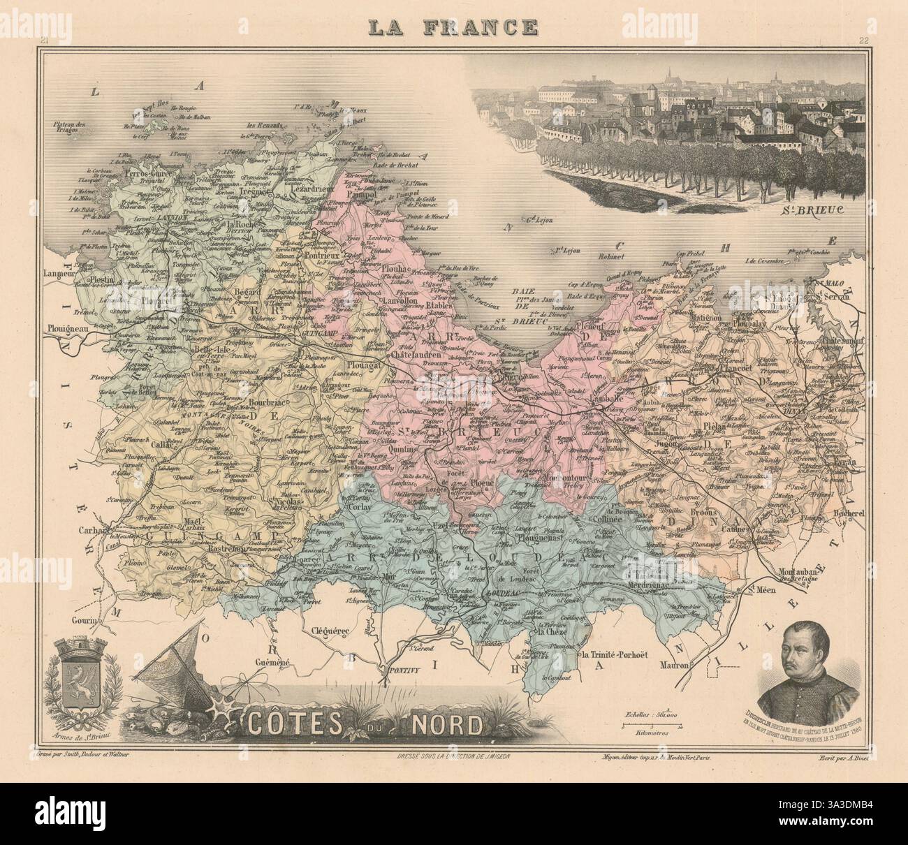 Côtes-d'Armor / Côtes-du-Nord département. Saint-Brieuc. Vuillemin 1890 ...
