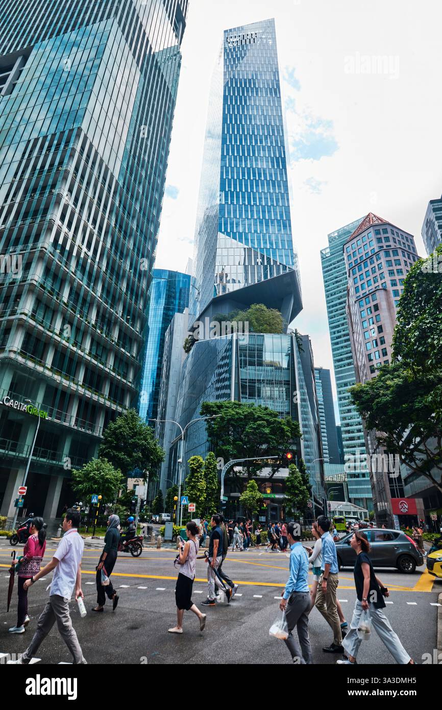 Singapore - January 18, 2025: high-rise landscaped green tree podium ...