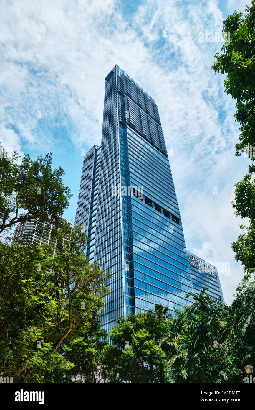 Singapore - January 18, 2025: View of Singapore skyline from Chinatown ...