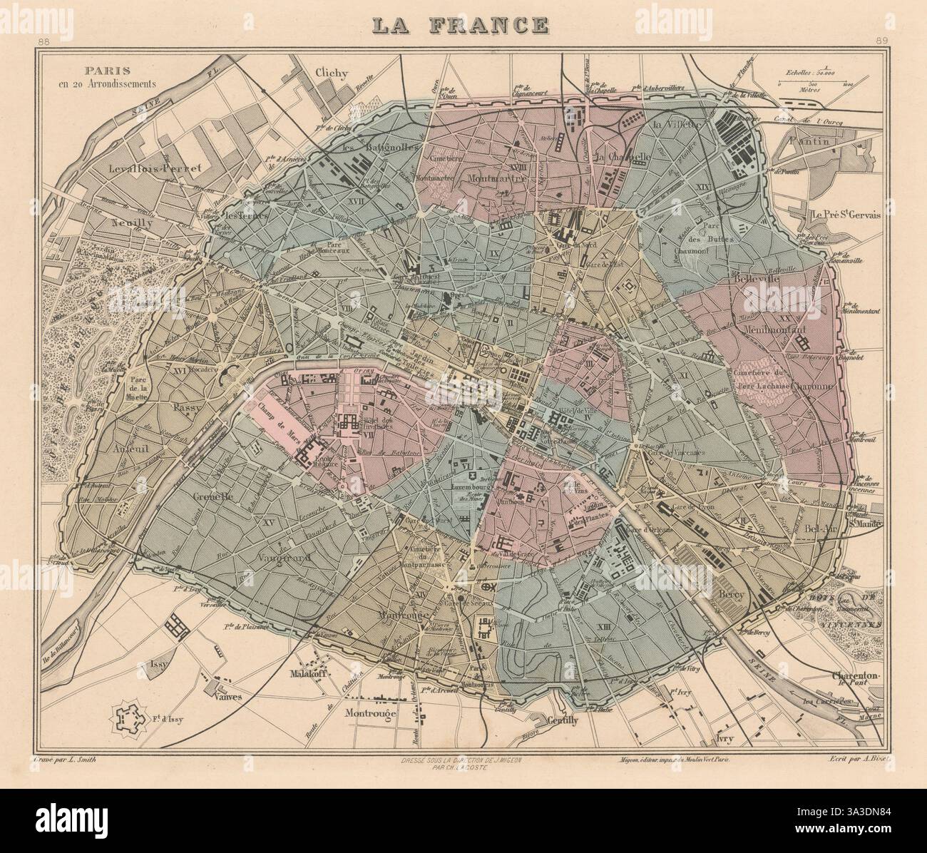 Paris map 19th century hi-res stock photography and images - Alamy