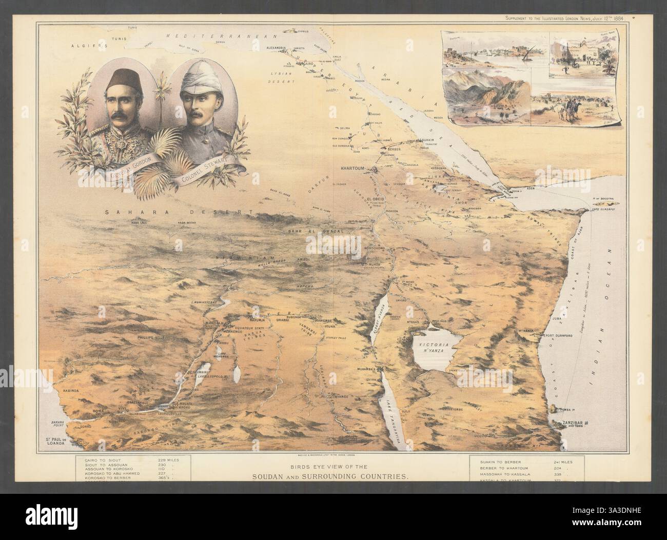 Birds eye view of the Soudan & surrounding countries. East Africa. ILN ...