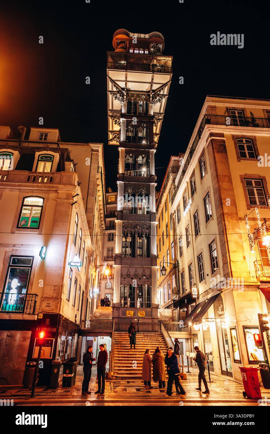 Lisbon, Portugal - January 2, 2025: The Santa Justa Lift, also known as ...