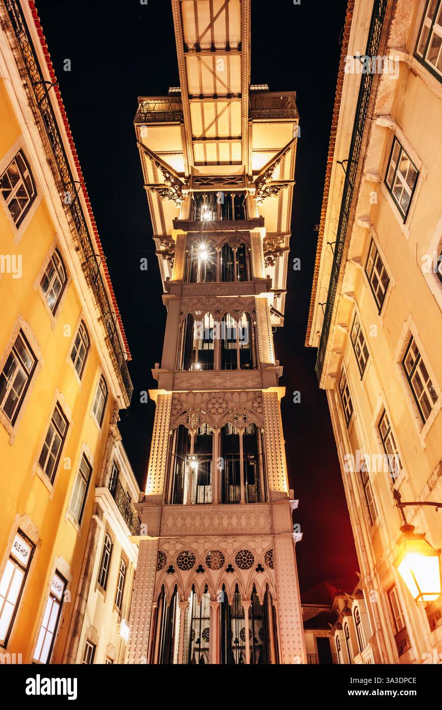 Lisbon, Portugal - January 2, 2025: The Santa Justa Lift, also known as ...