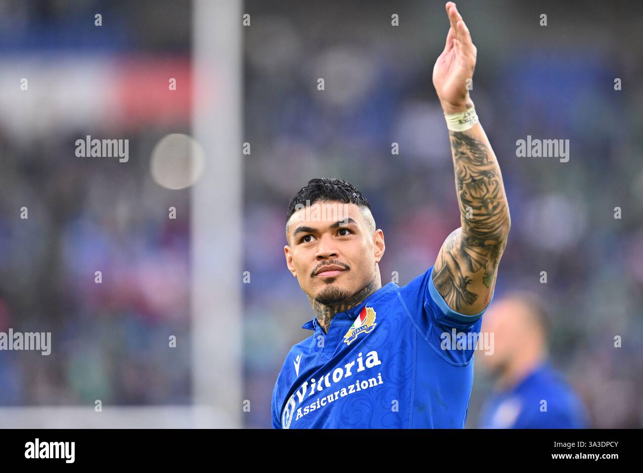 Italy's Monty Ioane during the Guinness Men's Six Nations match at the ...