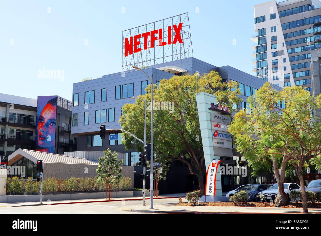 NETFLIX corporate office building with signage on top, located at 1341 ...
