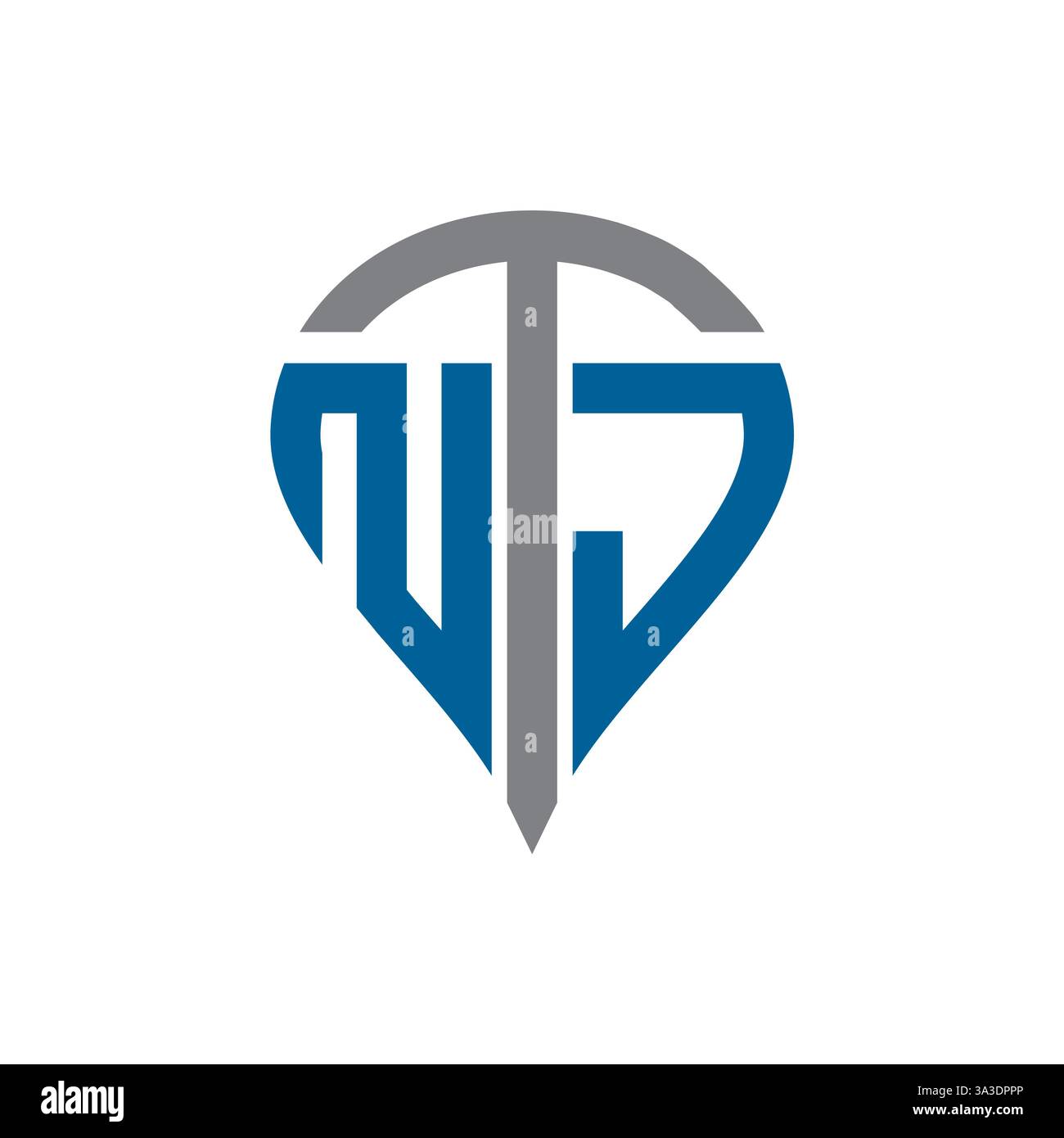 NTJ Unique modern flat abstract geometric initials vector letter logo ...