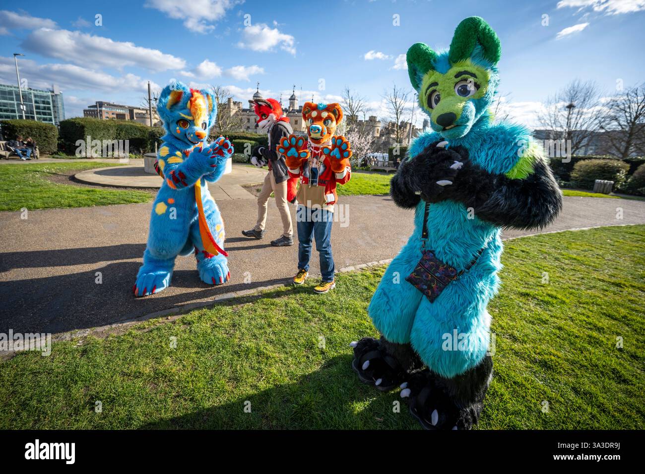 London, UK. 15 March 2025. Members of a group known as LondonFurs, a ...
