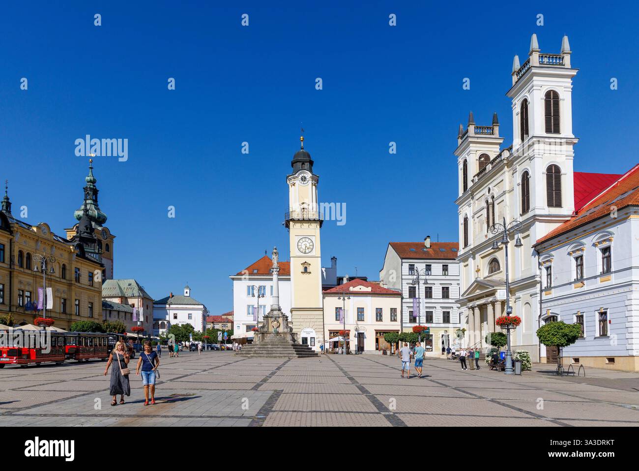 Clock tower and church of St Francis Xavier, Banska Bystrica, Slovakia ...