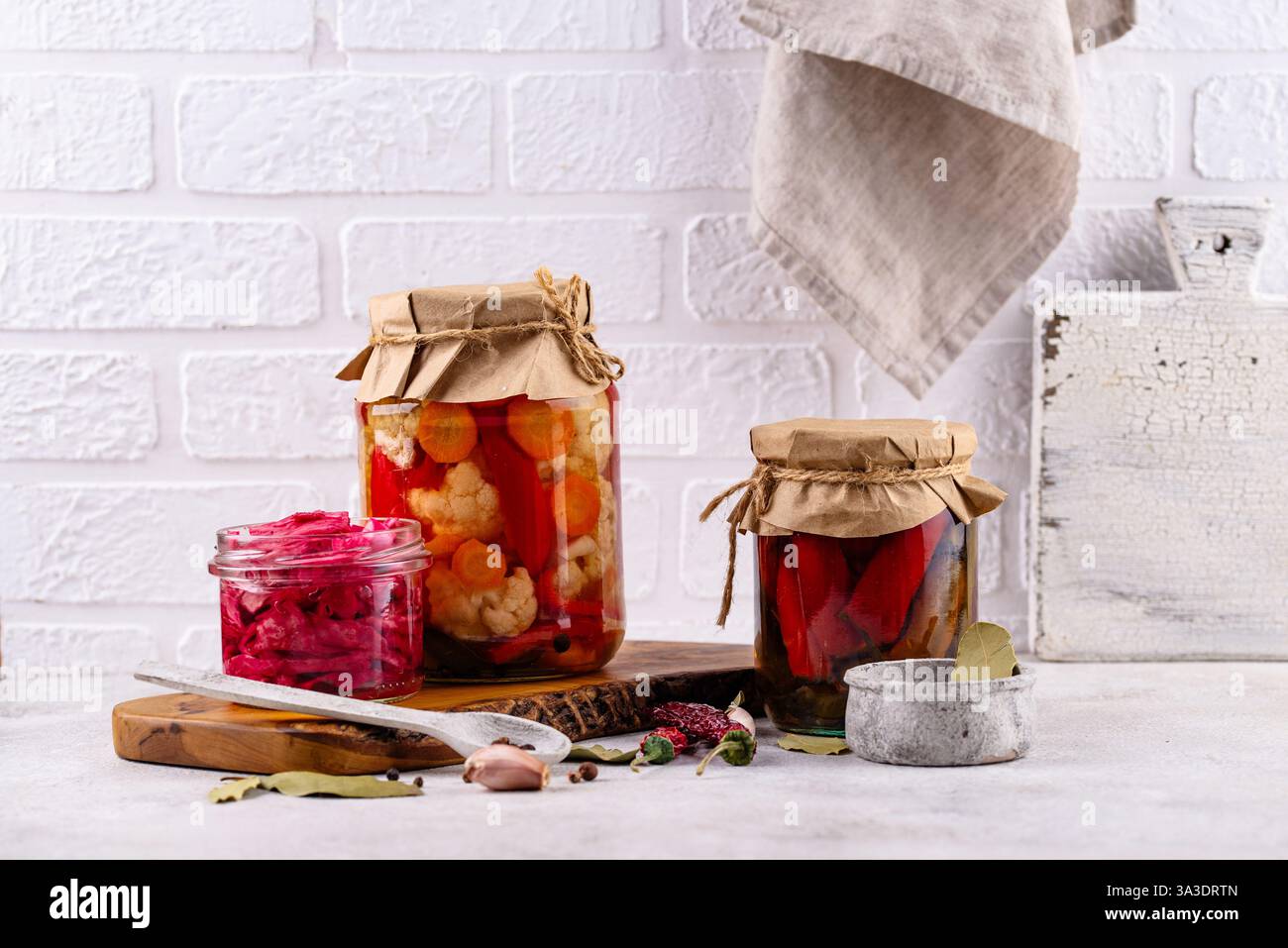 Healthy homemade fermented food in jars Stock Photo - Alamy